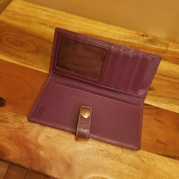 Coach | Bags | Coach Signature Pvc Skinny Wallet Snap Closure | Poshmark